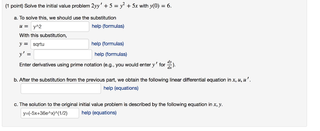 Solved Solve the initial value problem 2yy' + 5 = y^2 + 5x | Chegg.com
