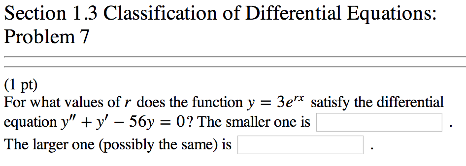 Solved Section 1.3 Classification of Differential Equations: | Chegg.com