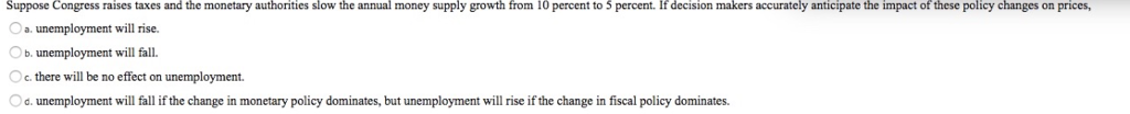 Solved Suppose Congress raises taxes and the monetary | Chegg.com