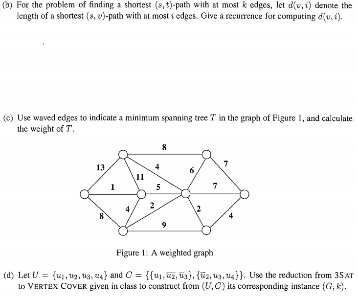 For the problem of finding a shortest (s, t)-path | Chegg.com
