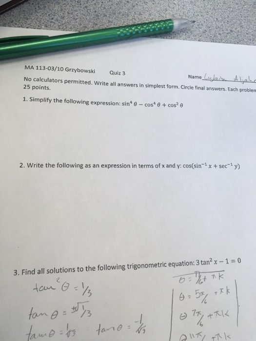 Solved Simplify the following expression: sin^4 theta - | Chegg.com