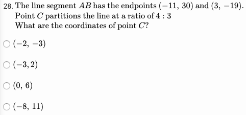 Solved 28. The line segment AB has the endpoints (-11, 30) | Chegg.com