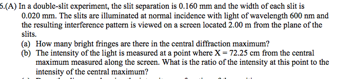 Solved In a double-slit experiment, the slit separation is | Chegg.com