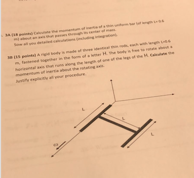 Solved Calculate the momentum of inertia of a thin uniform | Chegg.com