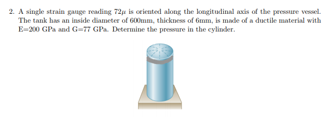 Solved 2. A single strain gauge reading 7211 is oriented | Chegg.com