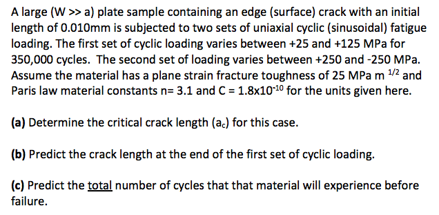 Solved A large (W a) plate sample containing an edge | Chegg.com