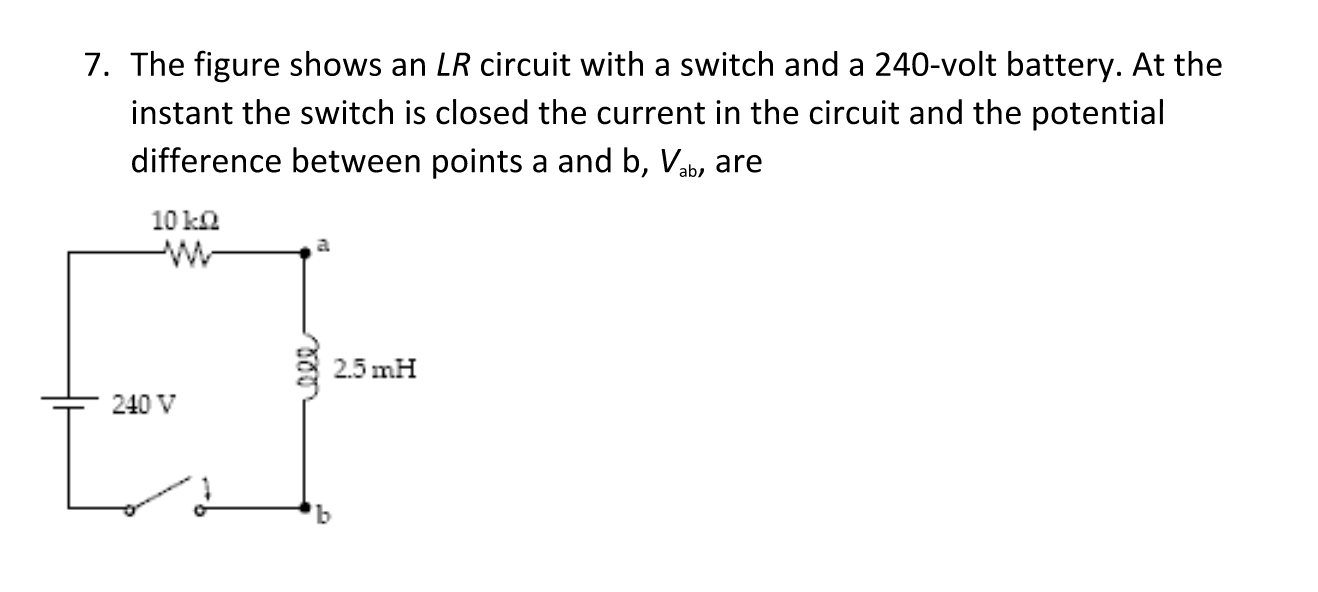 Solved The figure shows an LR circuit with a switch and a | Chegg.com