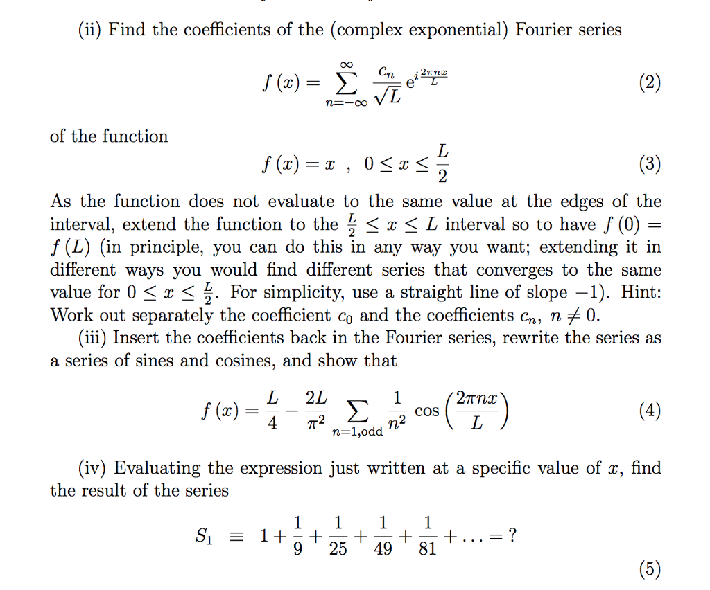Solved Ii Find The Coefficients Of The Complex