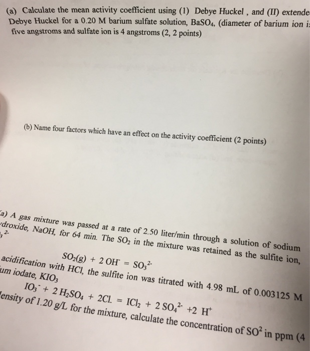 Solved Calculate the mean activity coefficient using (1) | Chegg.com