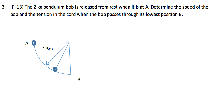 Solved The 2 kg pendulum bob is released from rest when it | Chegg.com