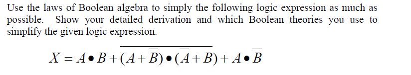 Solved Use the laws of Boolean algebra to simply the | Chegg.com