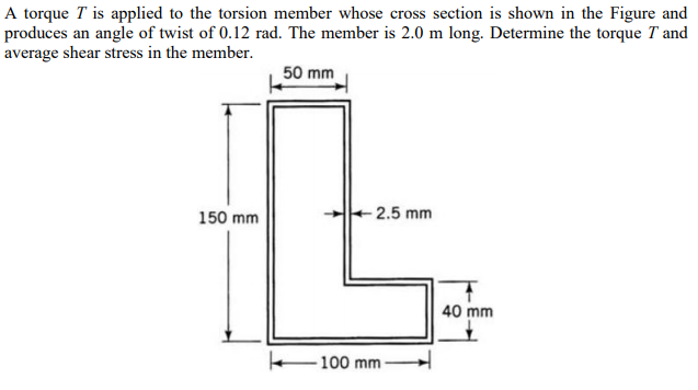 Solved A torque T is applied to the torsion member whose | Chegg.com