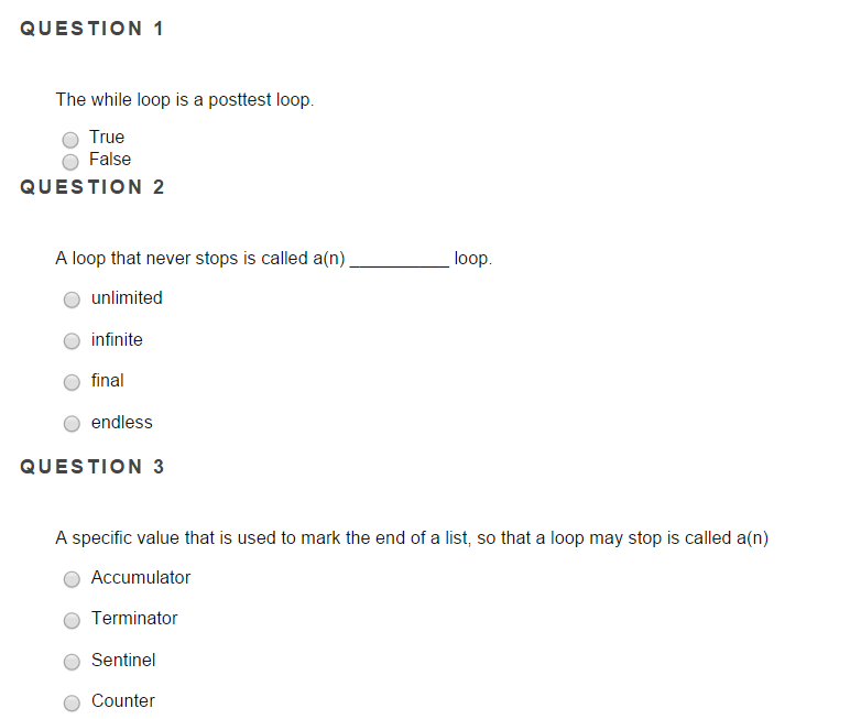 Solved The while loop is a poattest loop. A loop that never | Chegg.com