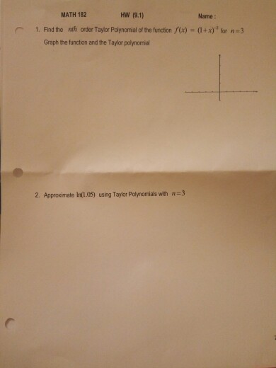 Solved Find the nth order Taylor Polynomial of the function | Chegg.com
