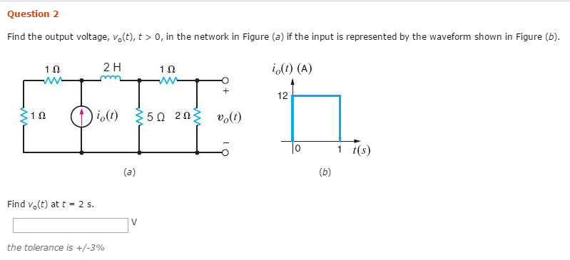 Solved Find the output voltage v_o(t), t > 0, in the network | Chegg.com