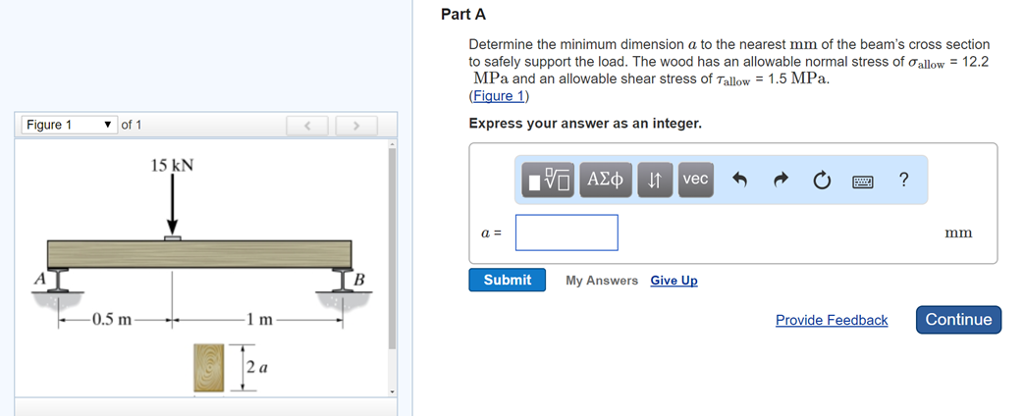 Solved Part A Determine the minimum dimension a to the | Chegg.com
