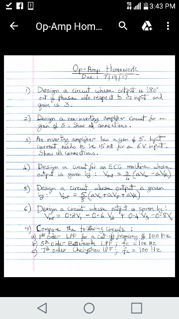 Solved Design a circuit whose output is 180 degree out of | Chegg.com