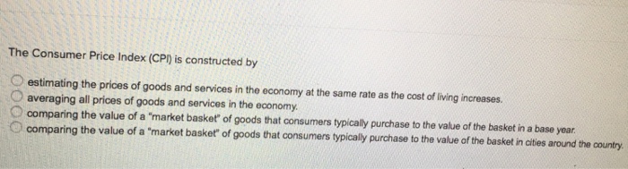 Solved The Consumer Price Index (CPI) is constructed by | Chegg.com