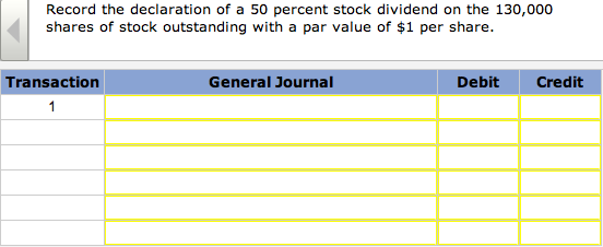 Solved Record the declaration of a 50 percent stock dividend | Chegg.com