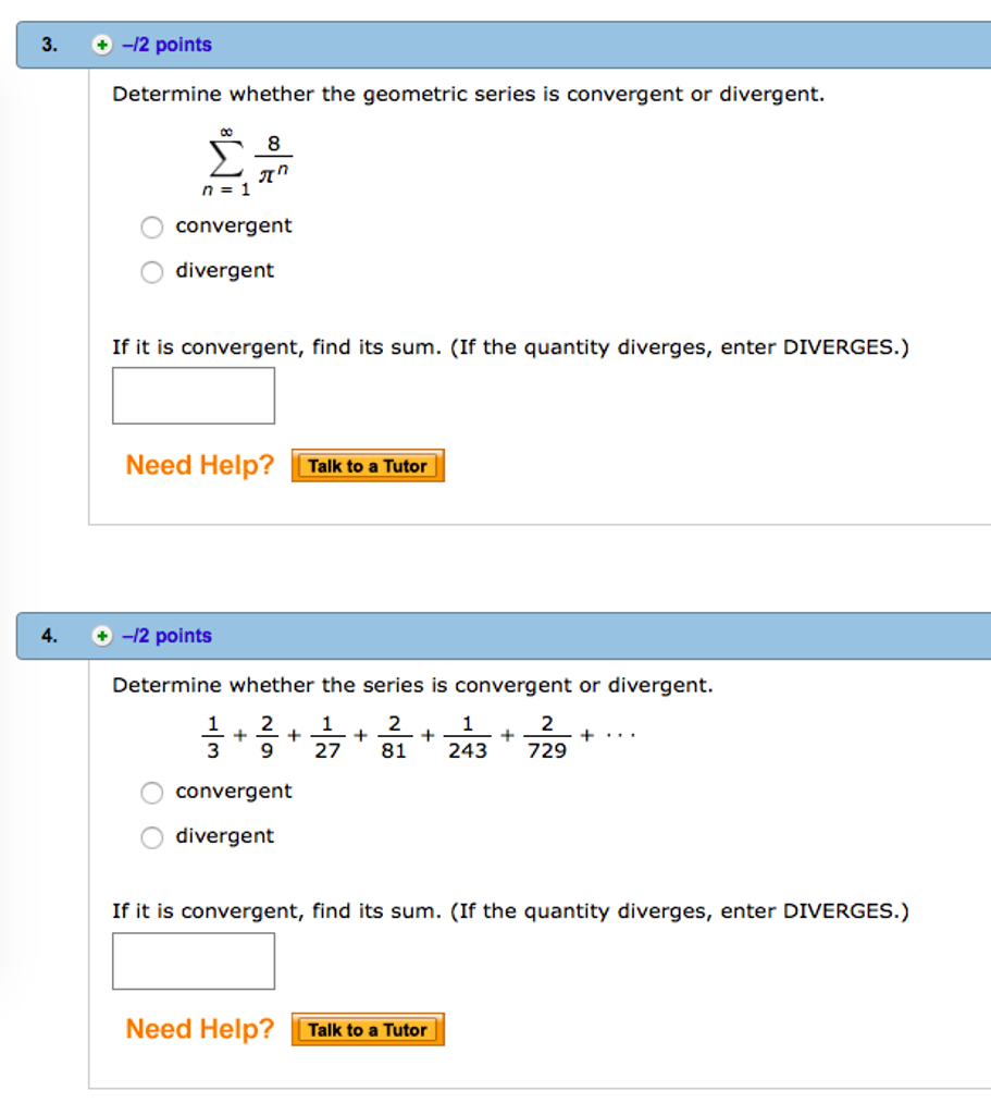 Solved Determine whether the geometric series is convergent | Chegg.com Solved Determine whether the geometric series is convergent | Chegg.com