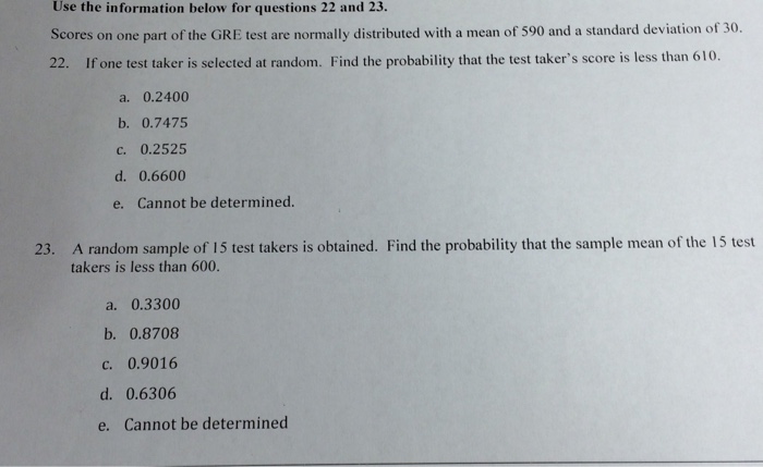 Solved Scores on one part of the GRE test are normally | Chegg.com