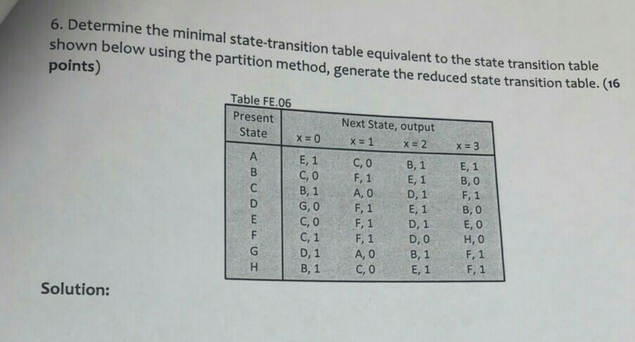 Solved 6. Determine the minimal state-transition table | Chegg.com