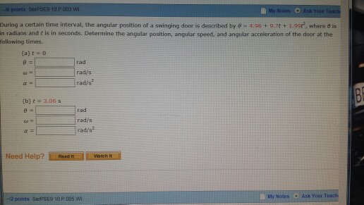 Solved During a certain time interval, the angular position | Chegg.com