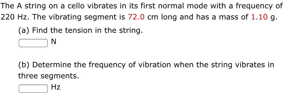 Solved The A string on a cello vibrates in its first normal | Chegg.com