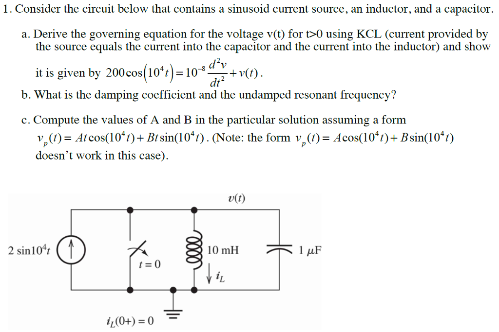 Solved 1. Consider the circuit below that contains a | Chegg.com