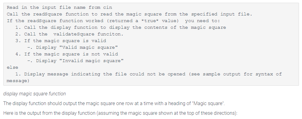 Solved Part 2 you will determine if a magic square is valid | Chegg.com