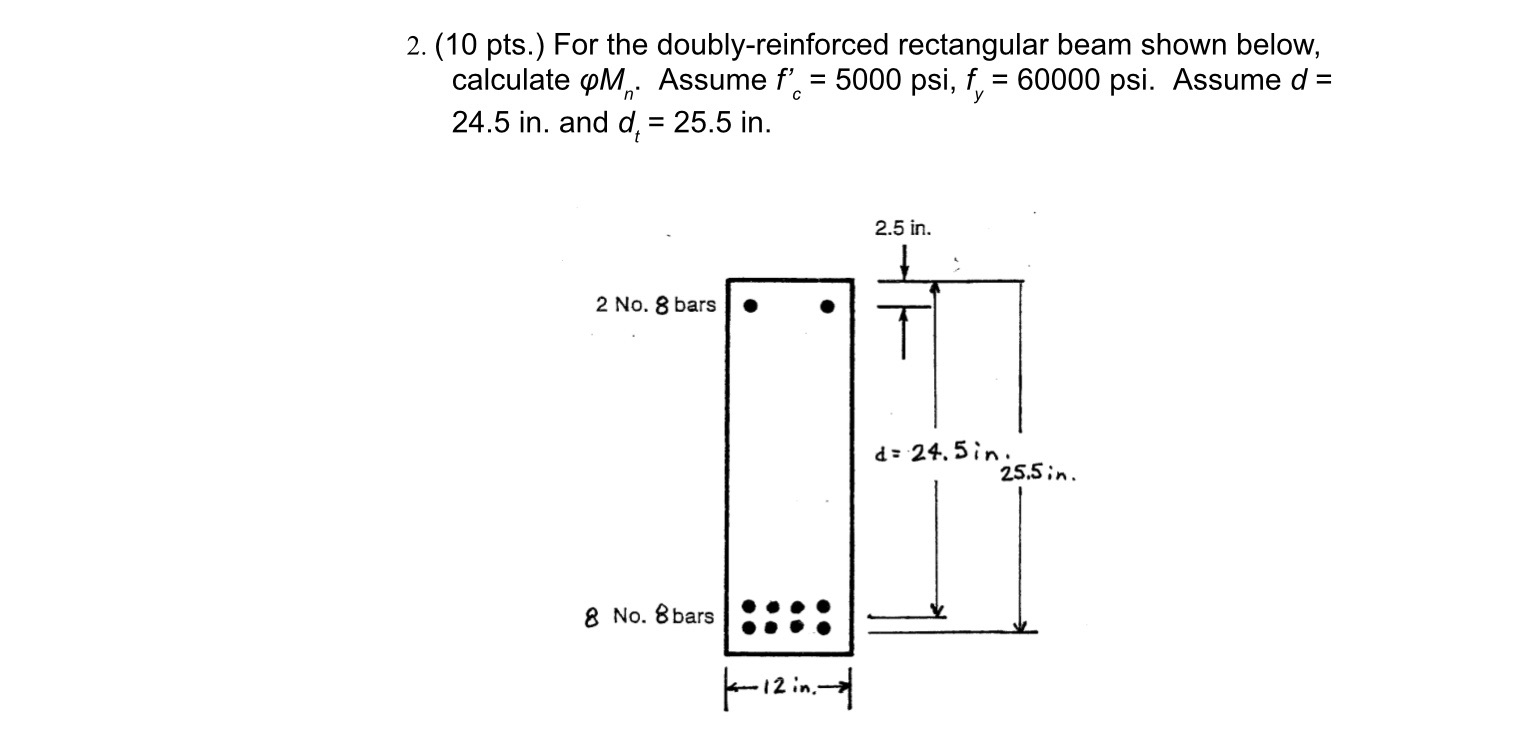 2. For the double-reinforced rectangular beam shown | Chegg.com