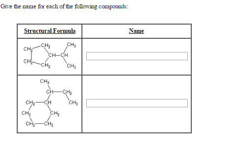 Solved Give the name for each of the following compounds: | Chegg.com
