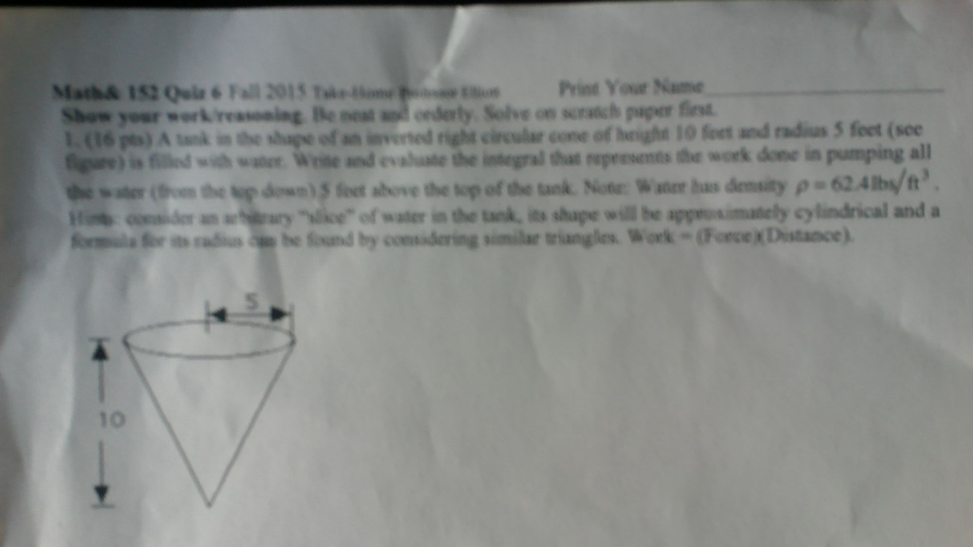 Solved A tank in the shape of an inverted right circular | Chegg.com