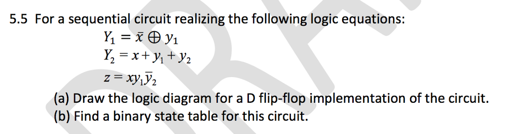 Solved 5.5 For a sequential circuit realizing the following | Chegg.com