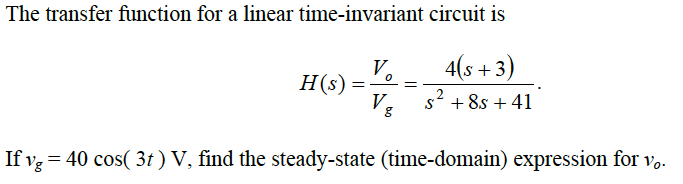 Solved The transfer function for a linear time-invariant | Chegg.com