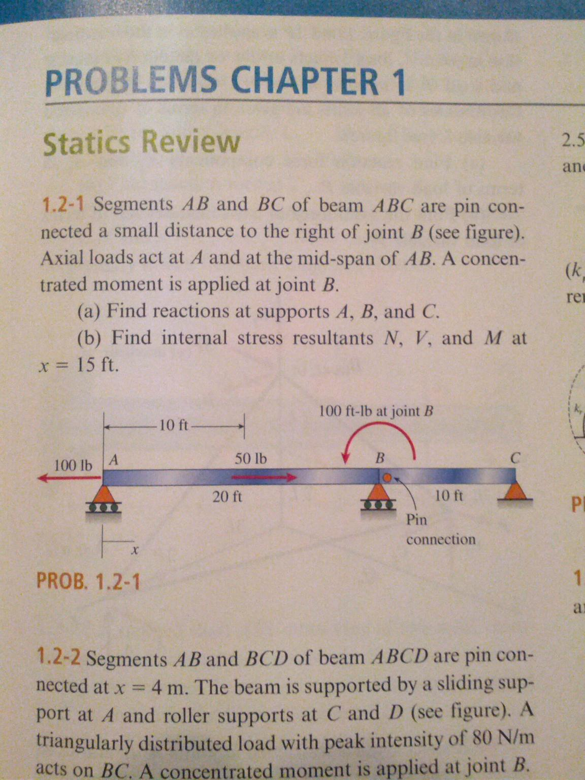 Solved Statics Review Segments AB and BC of beam ABC are | Chegg.com