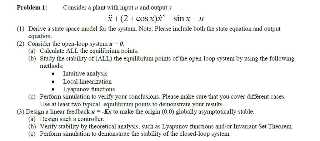 Consider a plant with input u and output x x + (2 + | Chegg.com