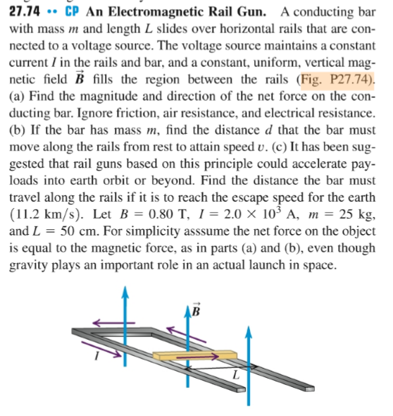 Solved An Electromagnetic Rail Gun. A conducting bar with | Chegg.com