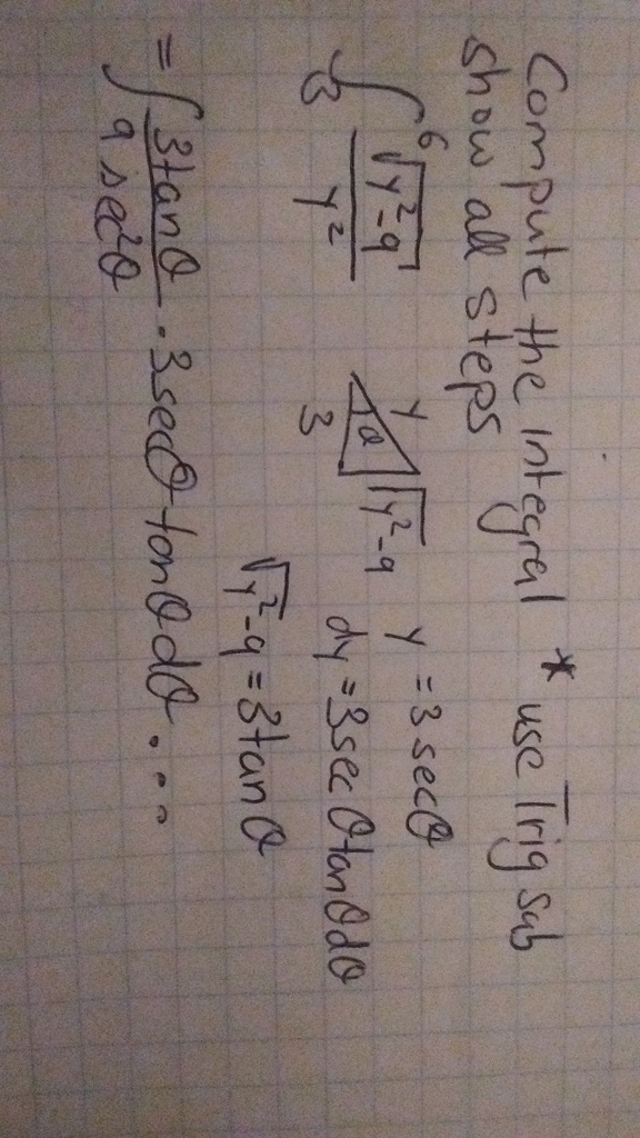 Solved Compute the integral use Trig Sub Show all Steps | Chegg.com
