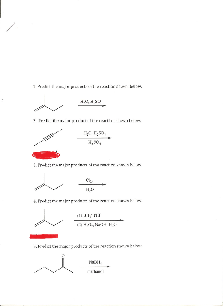 Solved 1. Predict the major products of the reaction shown | Chegg.com