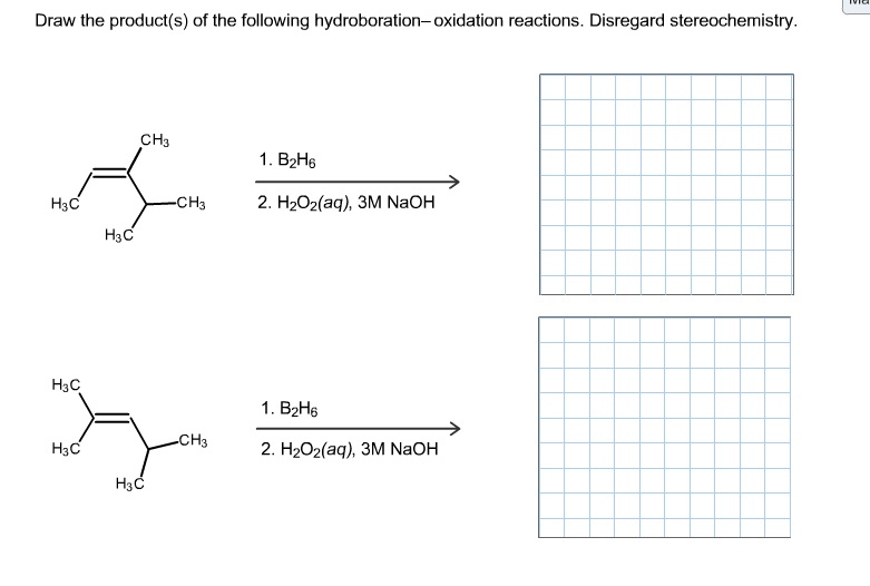 Solved Draw the product(s) of the following hydroboration - | Chegg.com