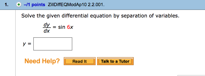 Solved Solve the given differential equation by separation | Chegg.com