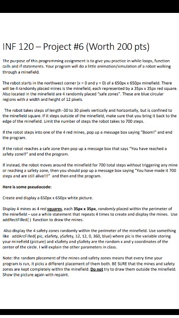 Solved INF 120-Project #6 (Worth 200 pts) The purposr of | Chegg.com