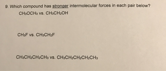 Solved Which compound has stronger intermolecular forces in | Chegg.com