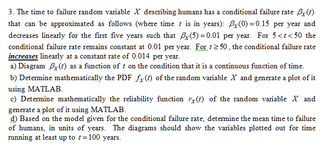 3-The time to failure random variable X describing | Chegg.com