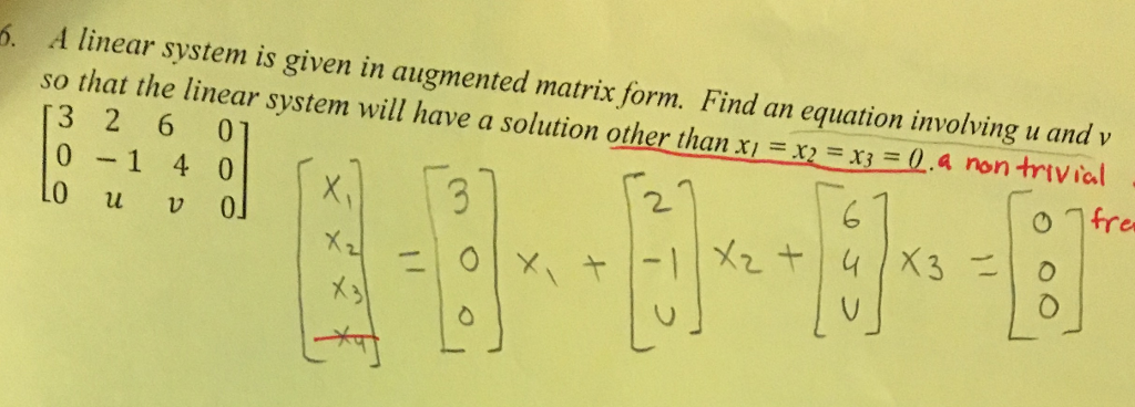 Solved A linear system is given in augmented matrix form. | Chegg.com