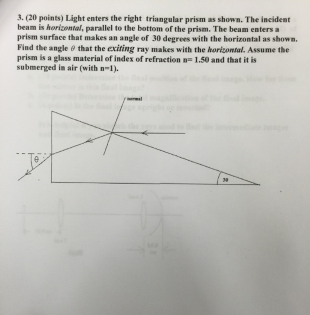 Solved 3. (20 points) Light enters the right triangular | Chegg.com