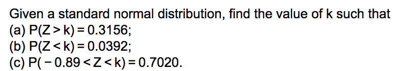 Solved Given A Standard Normal Distribution Find The Value
