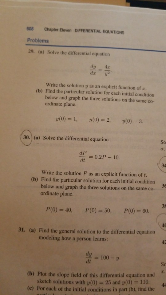 Solved 608 Chapter Eleven DIFFERENTIAL EQUATIONS Problems | Chegg.com