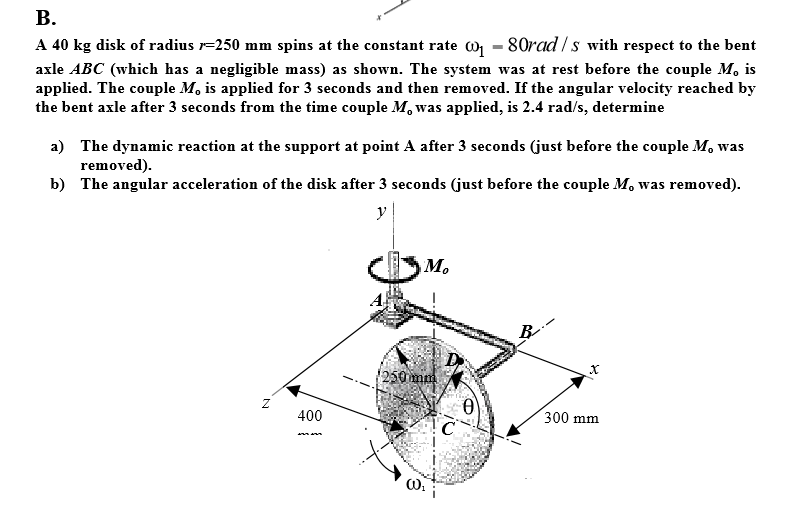 Solved A 40 kg disk of radius r=250 mm spins at the constant | Chegg.com